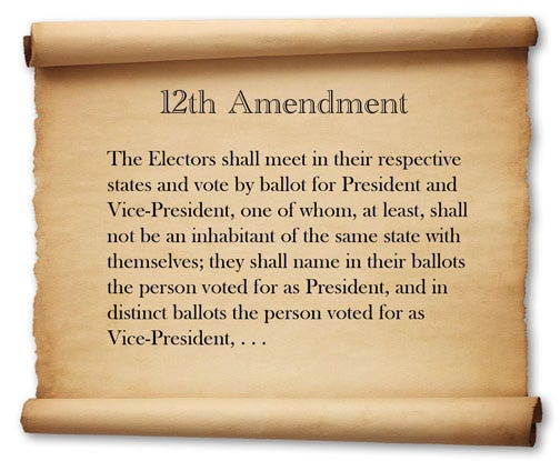 The 12th Amendment of the Constitution
