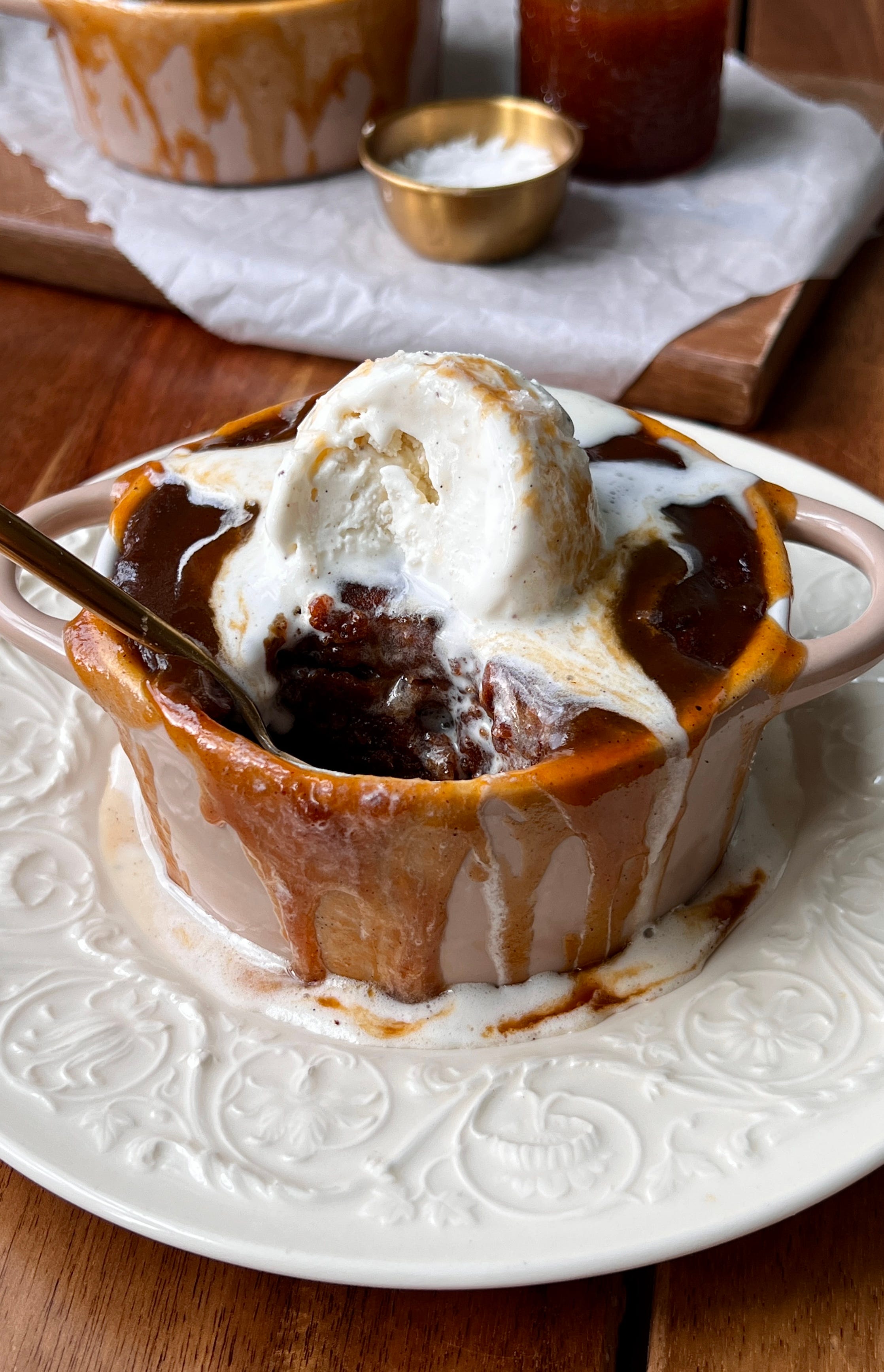 sweet potato sticky toffee puddings for two