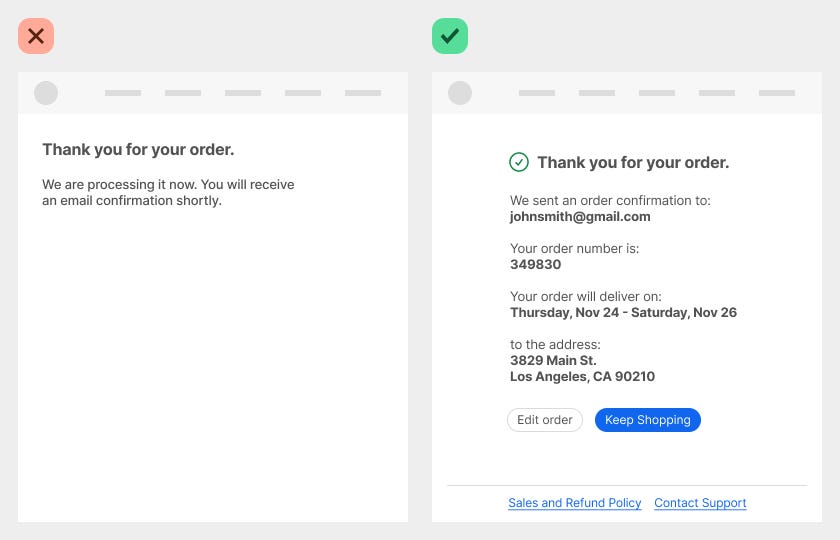 order confirmation ui