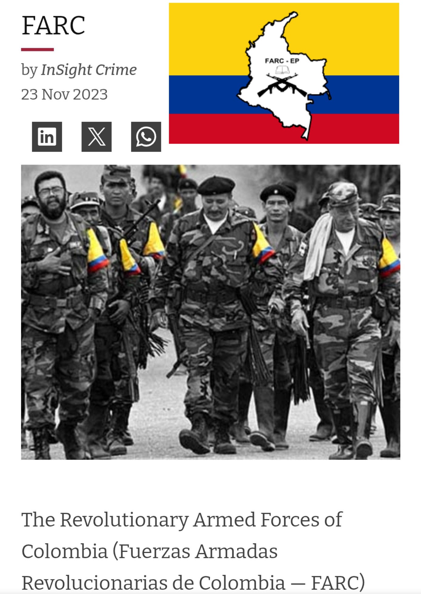 THE FARC - THE REVOLUTIONARY ARMED FORCES OF COLUMBIA