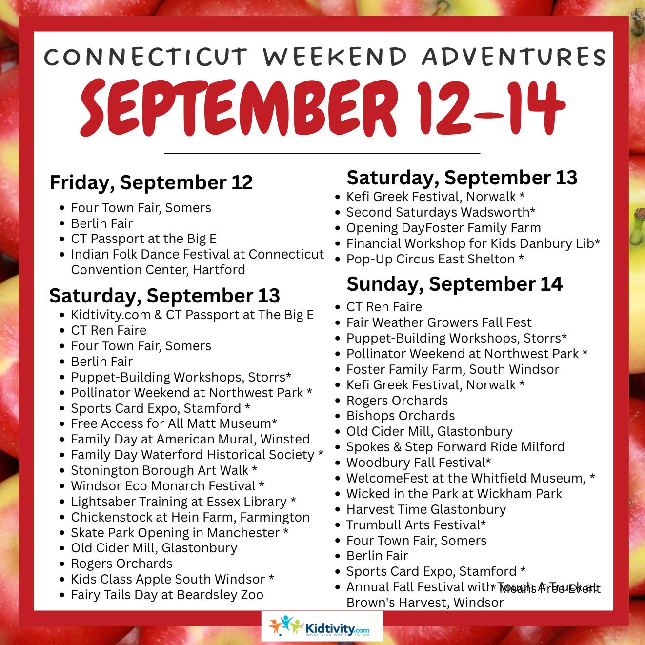 Connecticut Weekend Adventures: September 12-14, 2025