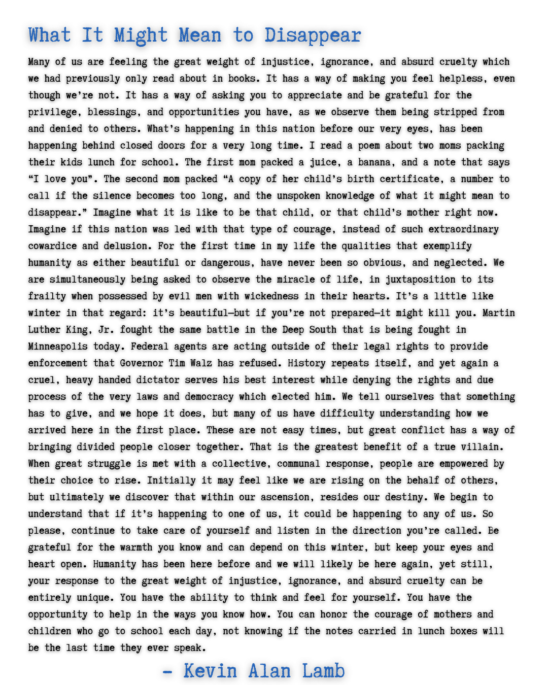 What It Might Mean to Disappear - Kevin Alan Lamb