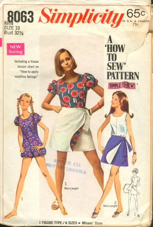1960s mini skirt pattern