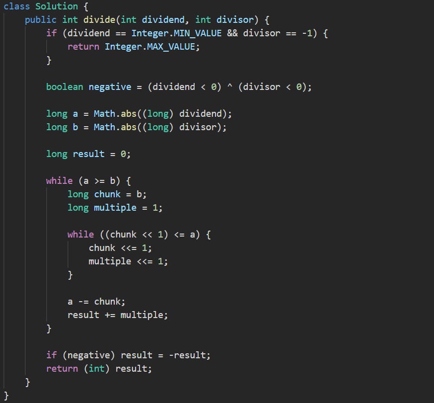 LeetCode #29: Divide Two Integers — Solved in Java