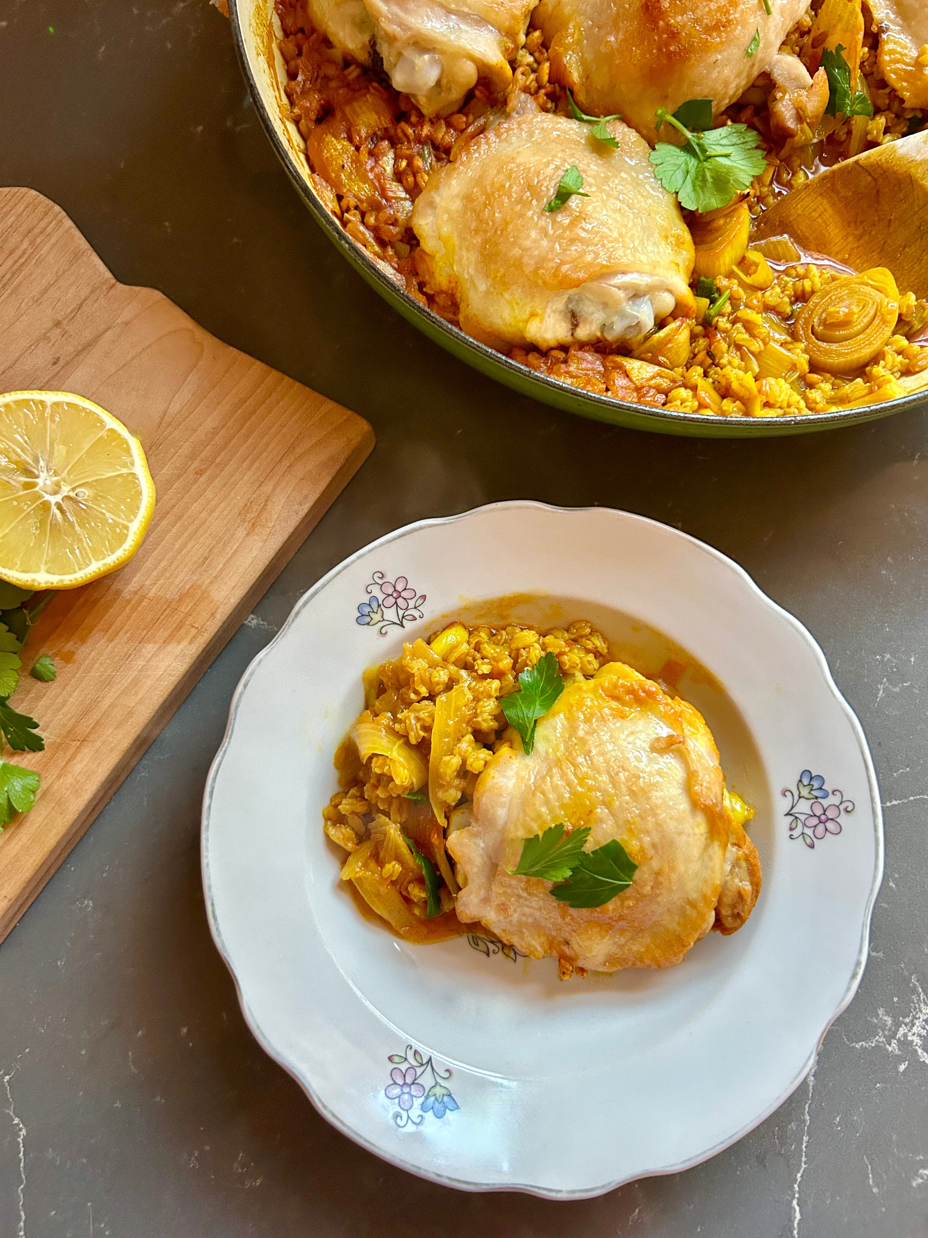 Sunday Supper: One-pot Chicken and Farro Bake