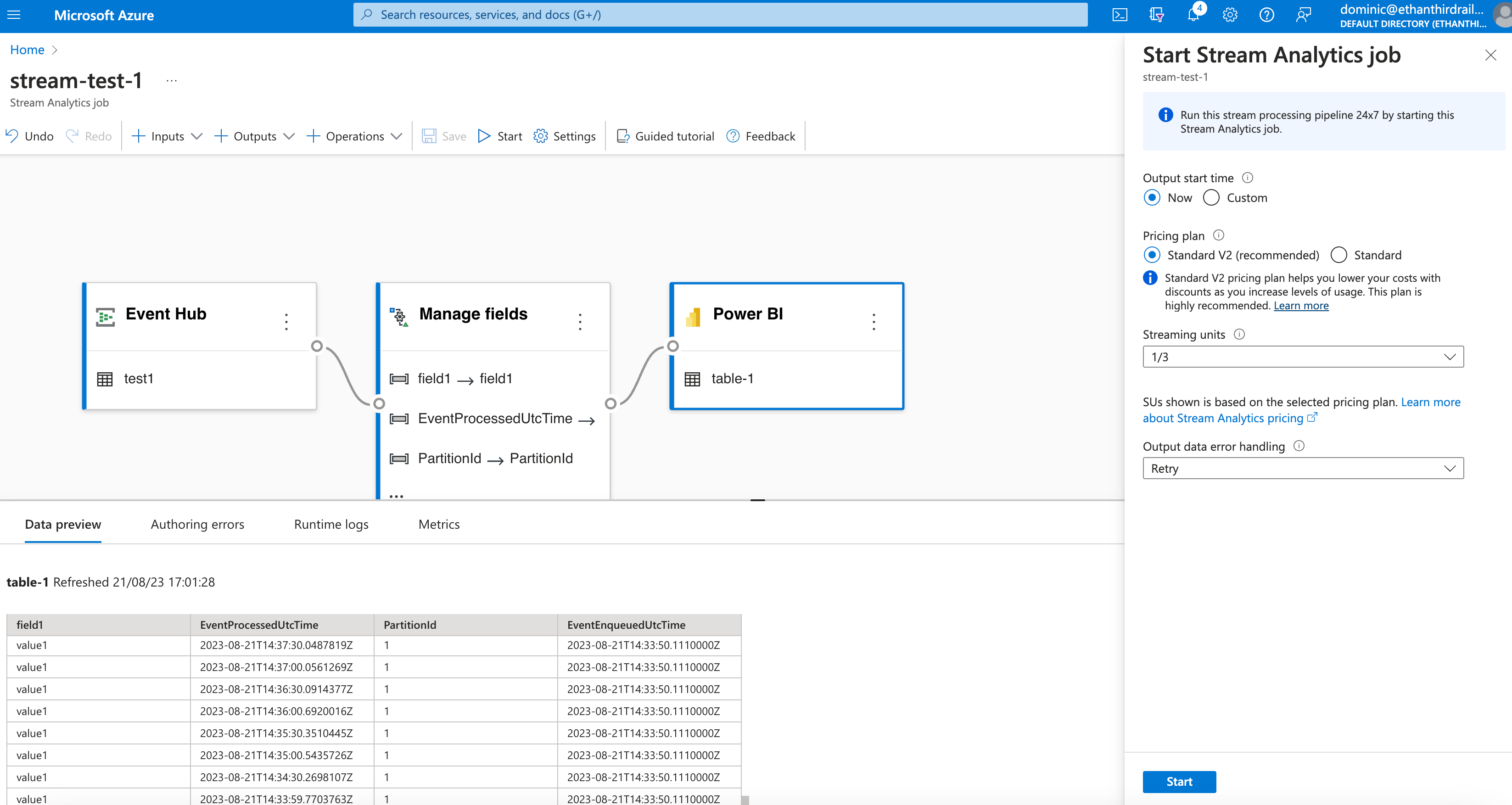 Using Azure Event Hub with Power BI for real-time analysis