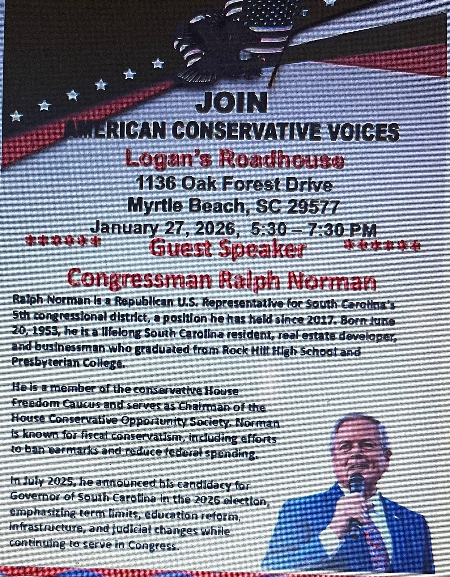 Ralph Norman Brings His Gubernatorial Message to Myrtle Beach