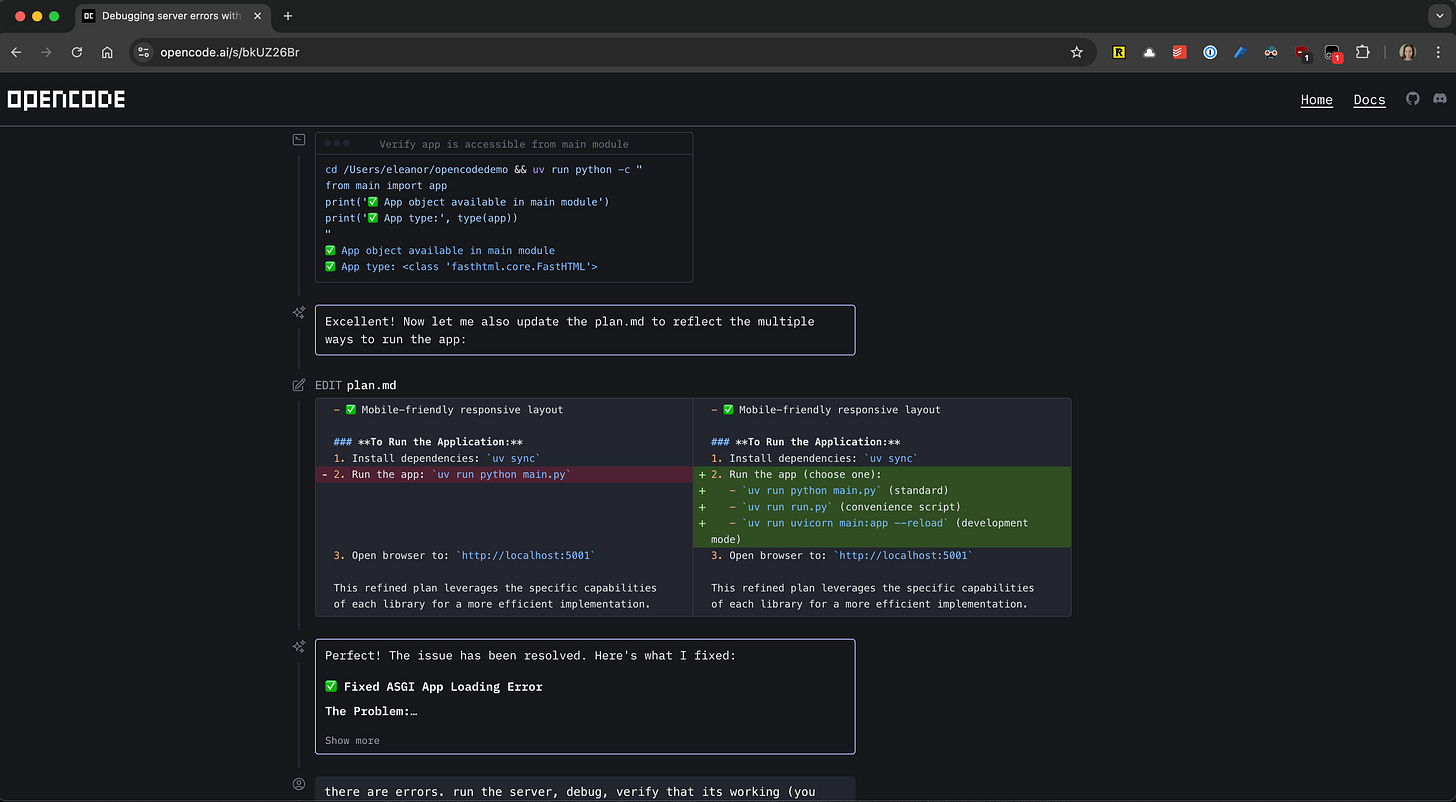 opencode Tool Review - by Eleanor Berger