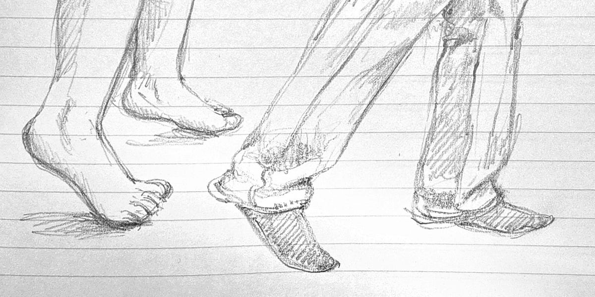 foot walking drawing reference