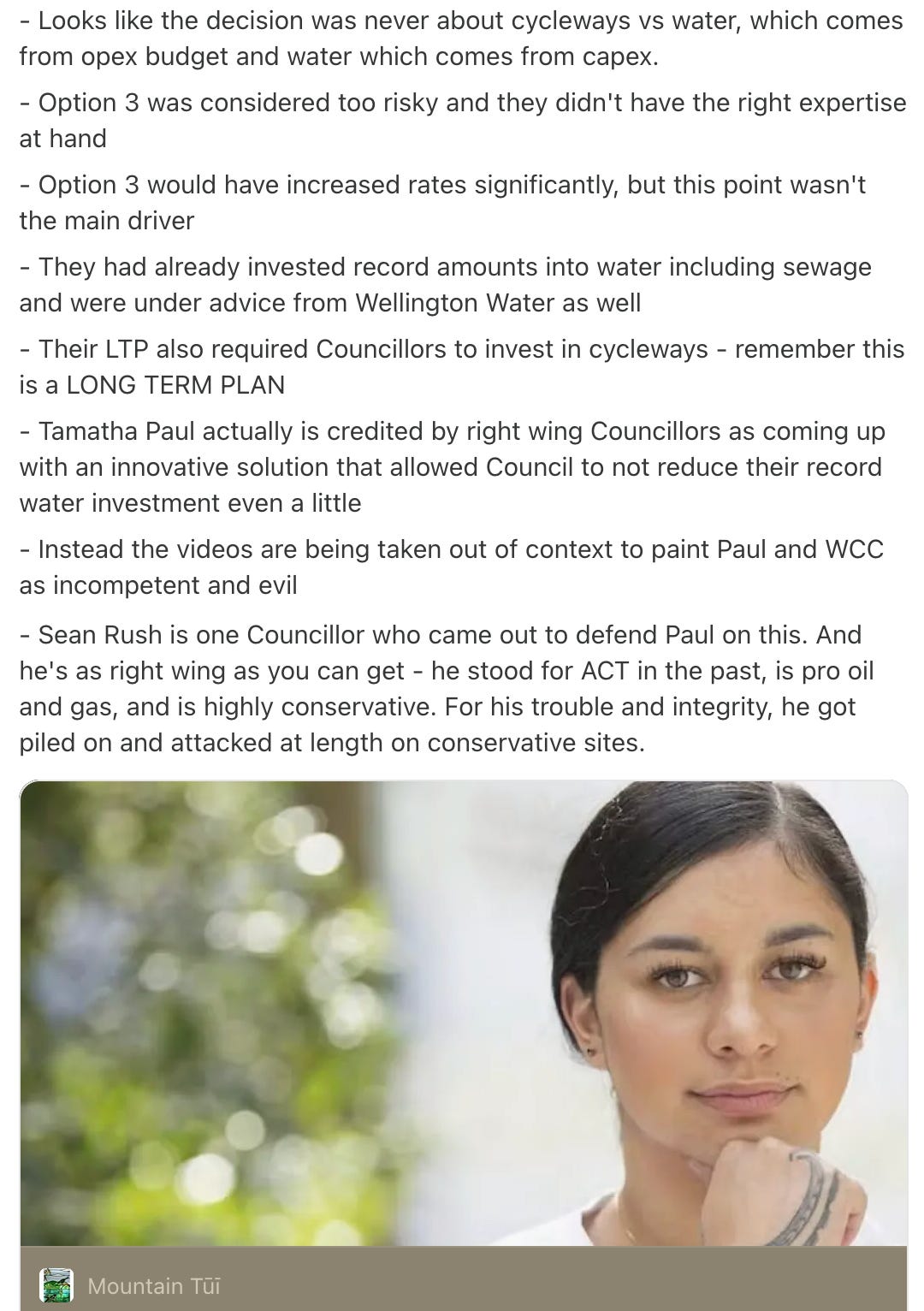 The Tamatha Paul Cycleways vs Water Voter Never Happened As Described ...