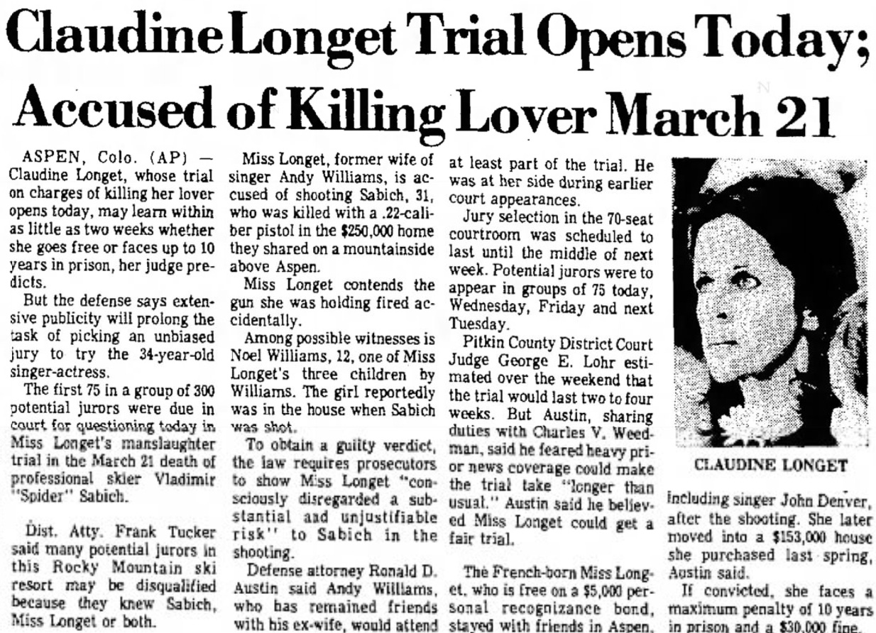 Mystery in the Mountains: Claudine Longet and the Shooting of 'Spider ...