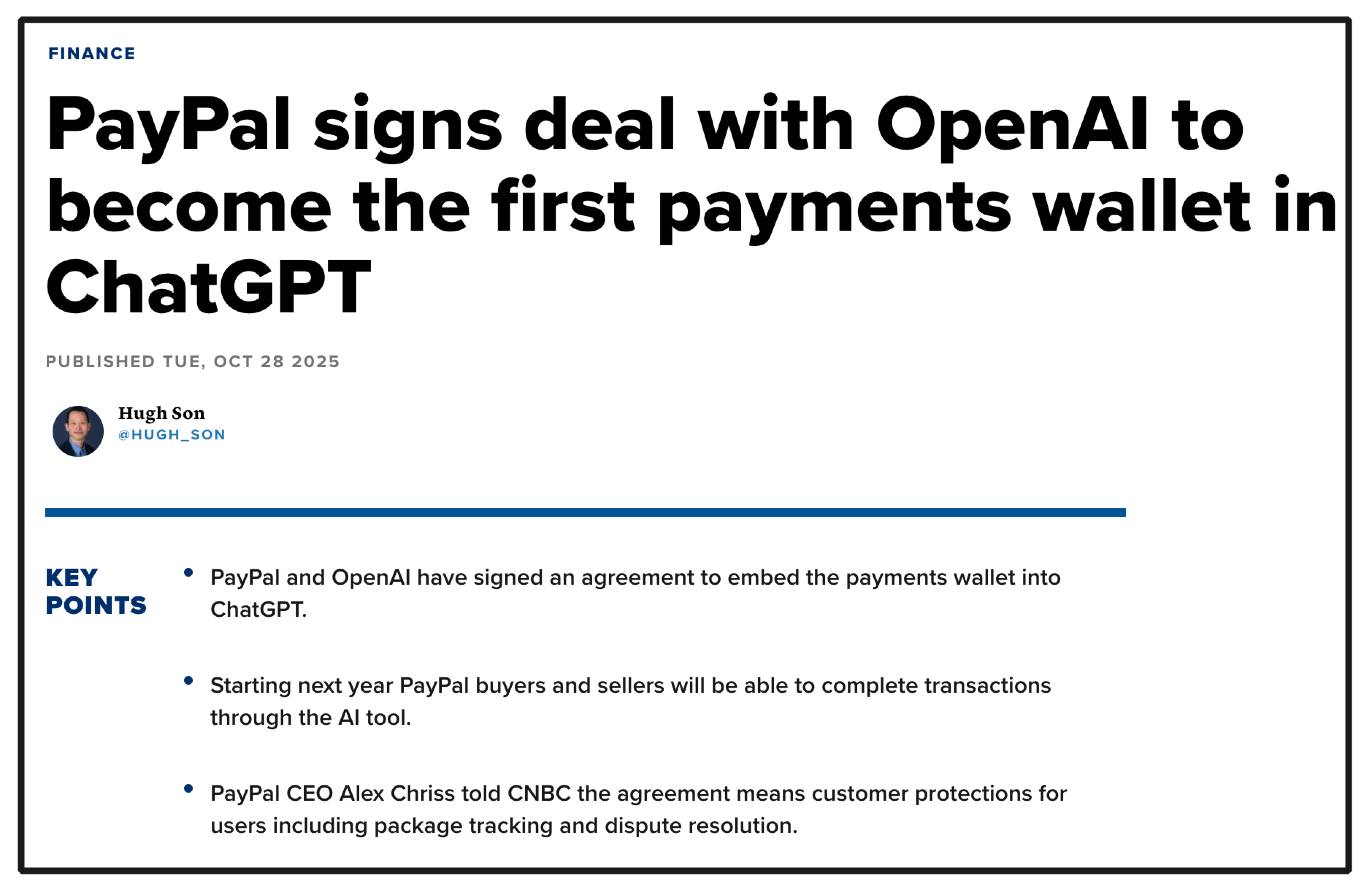1) Behind Fiserv's 47% Fall 2) PayPal becomes the first wallet in ...