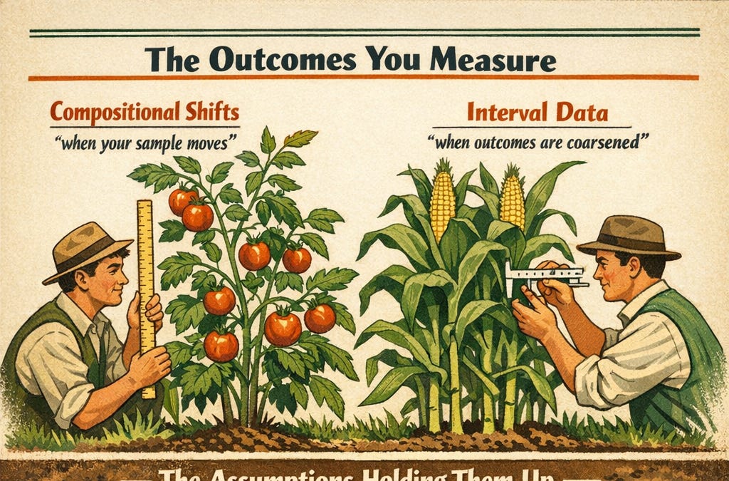 The outcomes you measure and the assumptions holding them up