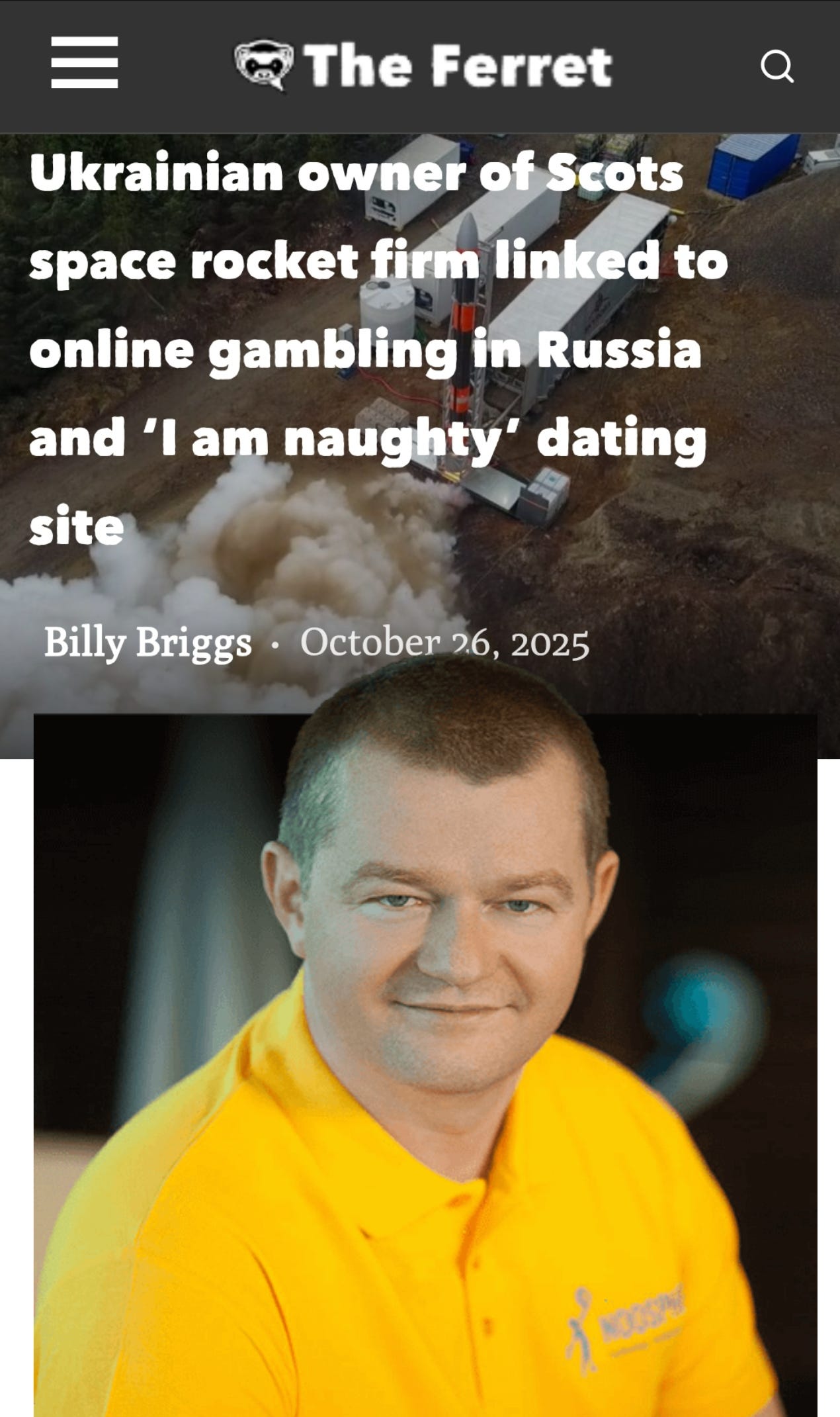 Ukrainian owner of Scots space rocket firm linked to online gambling in ...