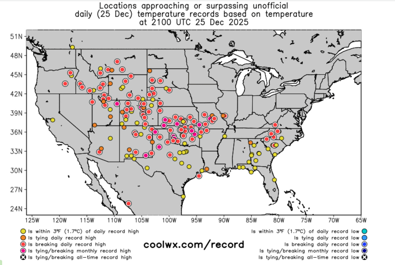 Lower 48 has its warmest Christmas Day on record by a significant ...