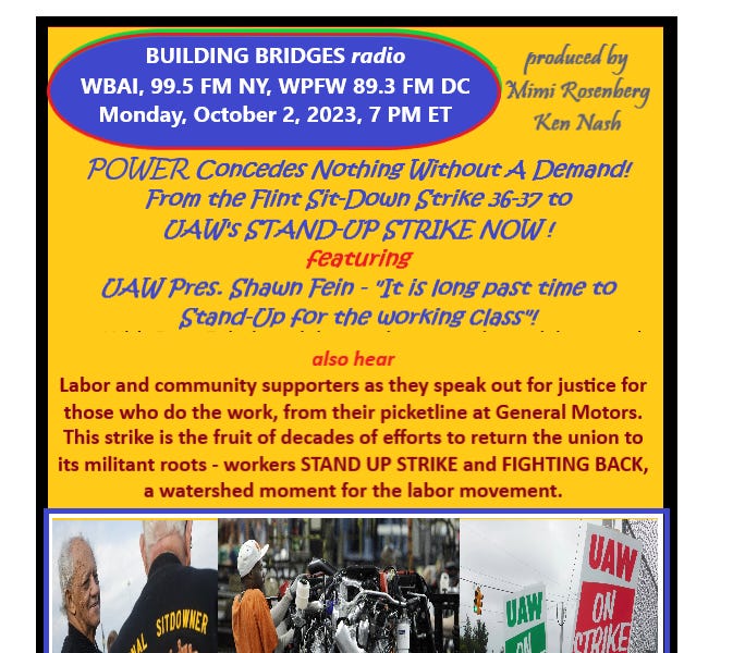 Building Bridges: Support for Striking UAW Workers: Rally and ...
