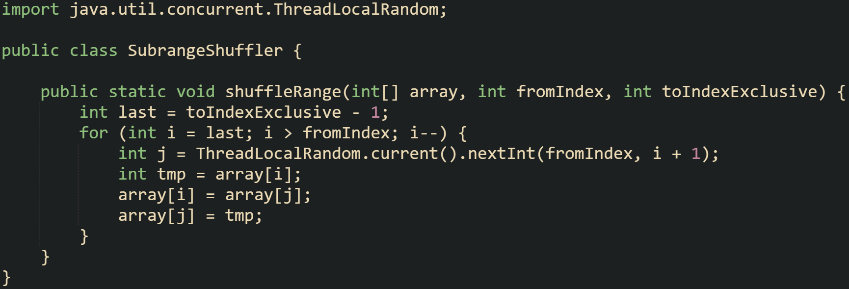 Fisher Yates Shuffle Method In Java