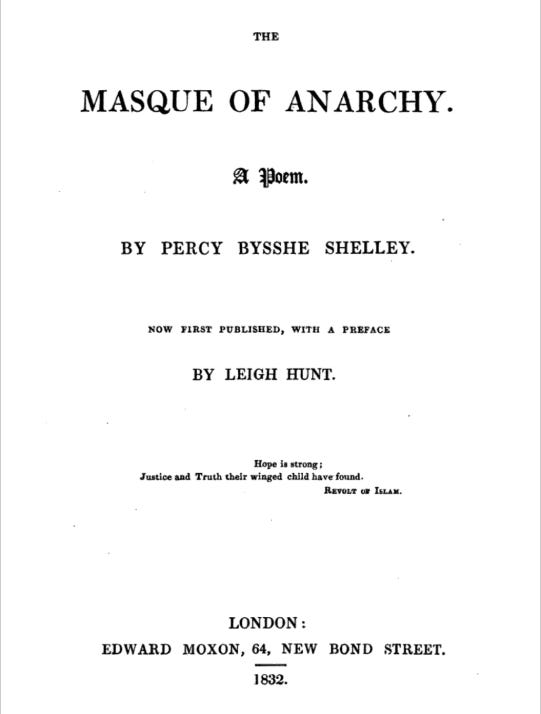 Shelley's ‘Masque of Anarchy’ (1819) - by Adam Roberts