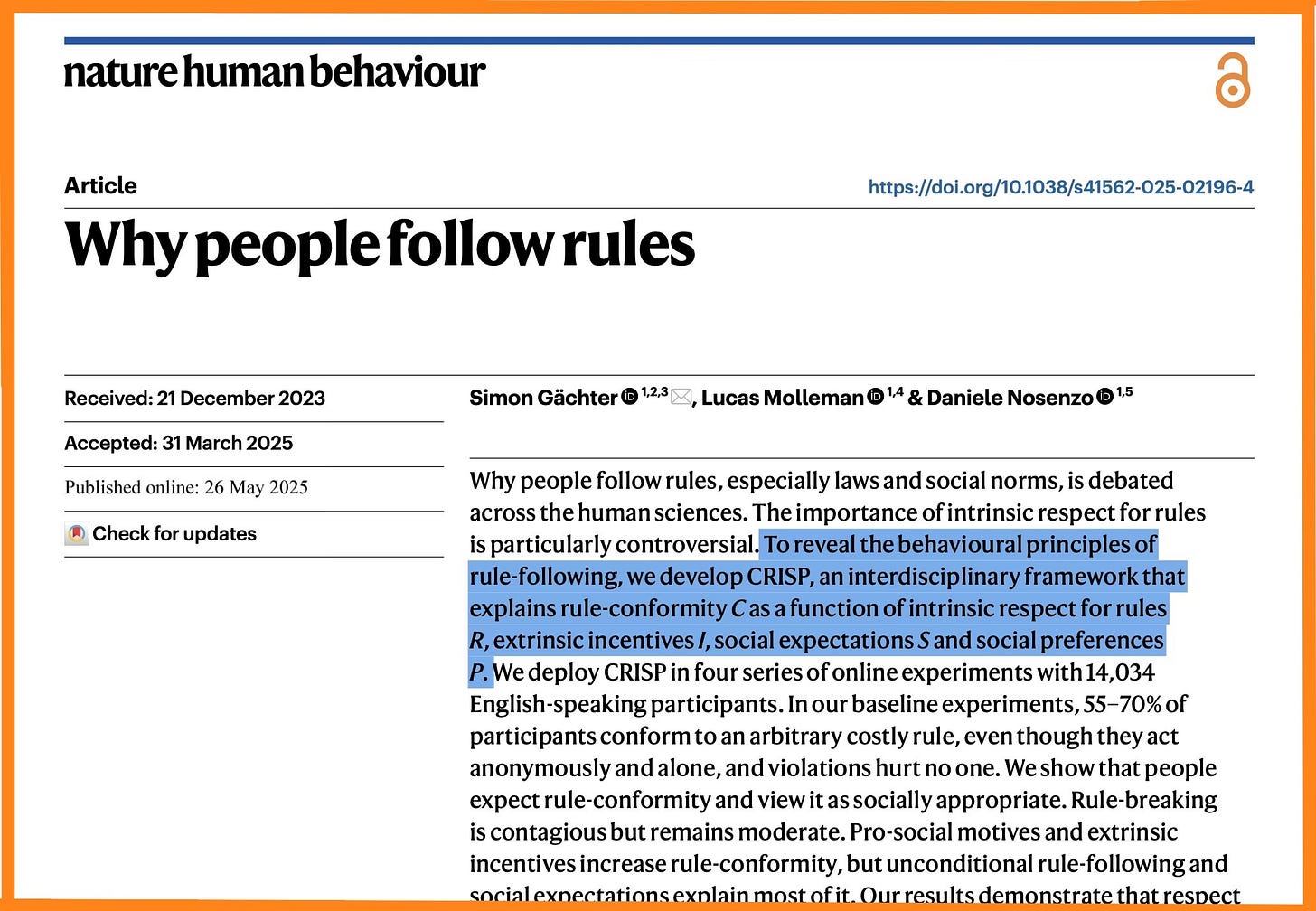 Why do people follow rules?