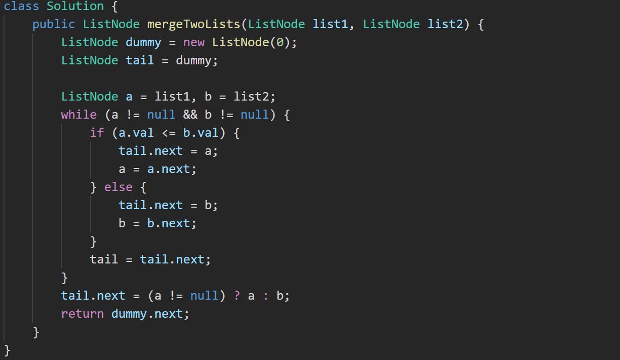 LeetCode #21: Merge Two Sorted Lists