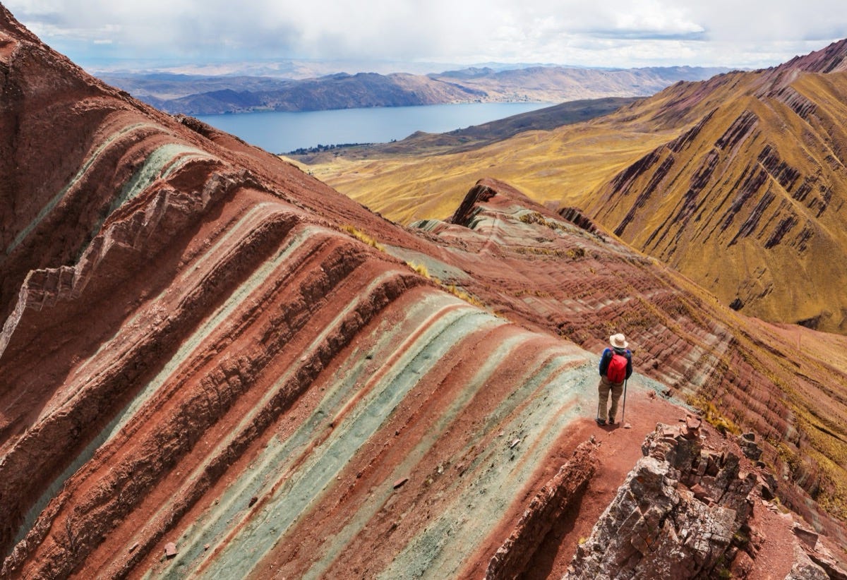 This colorful Peruvian peak looks like giant sand art