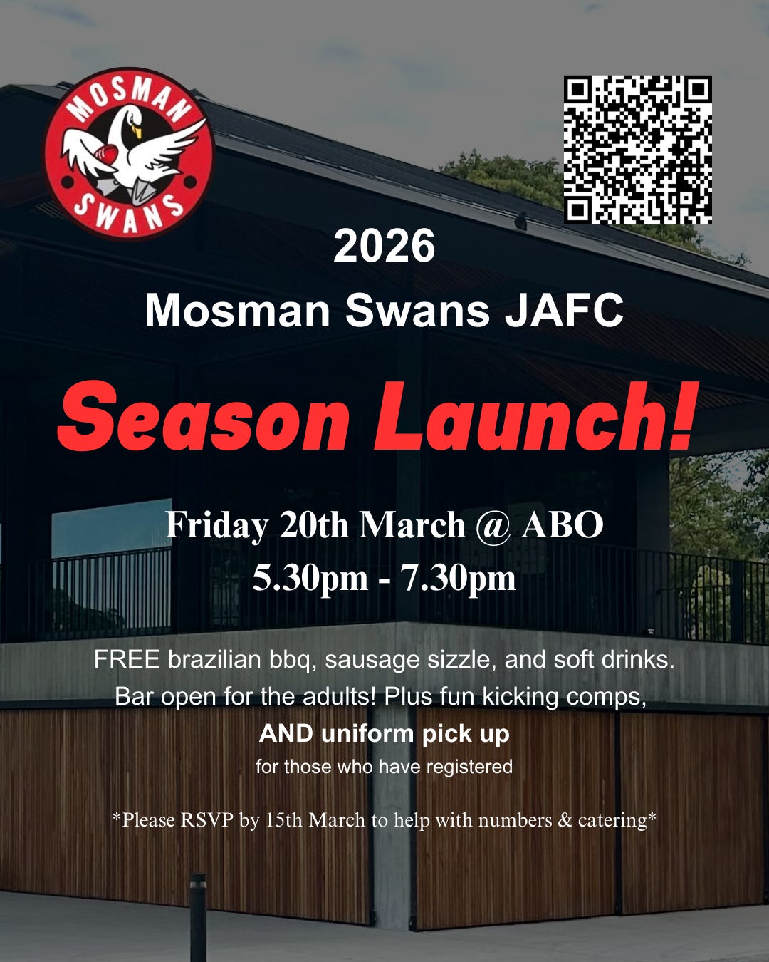 Mosman Swans registrations + 2026 Season Launch + date changes to events!