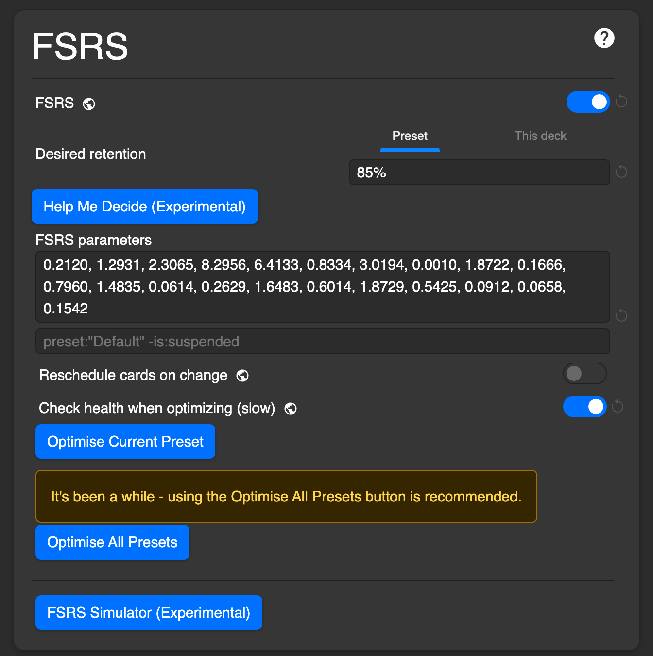 You should enable FSRS on Anki - by dgore - Incremental