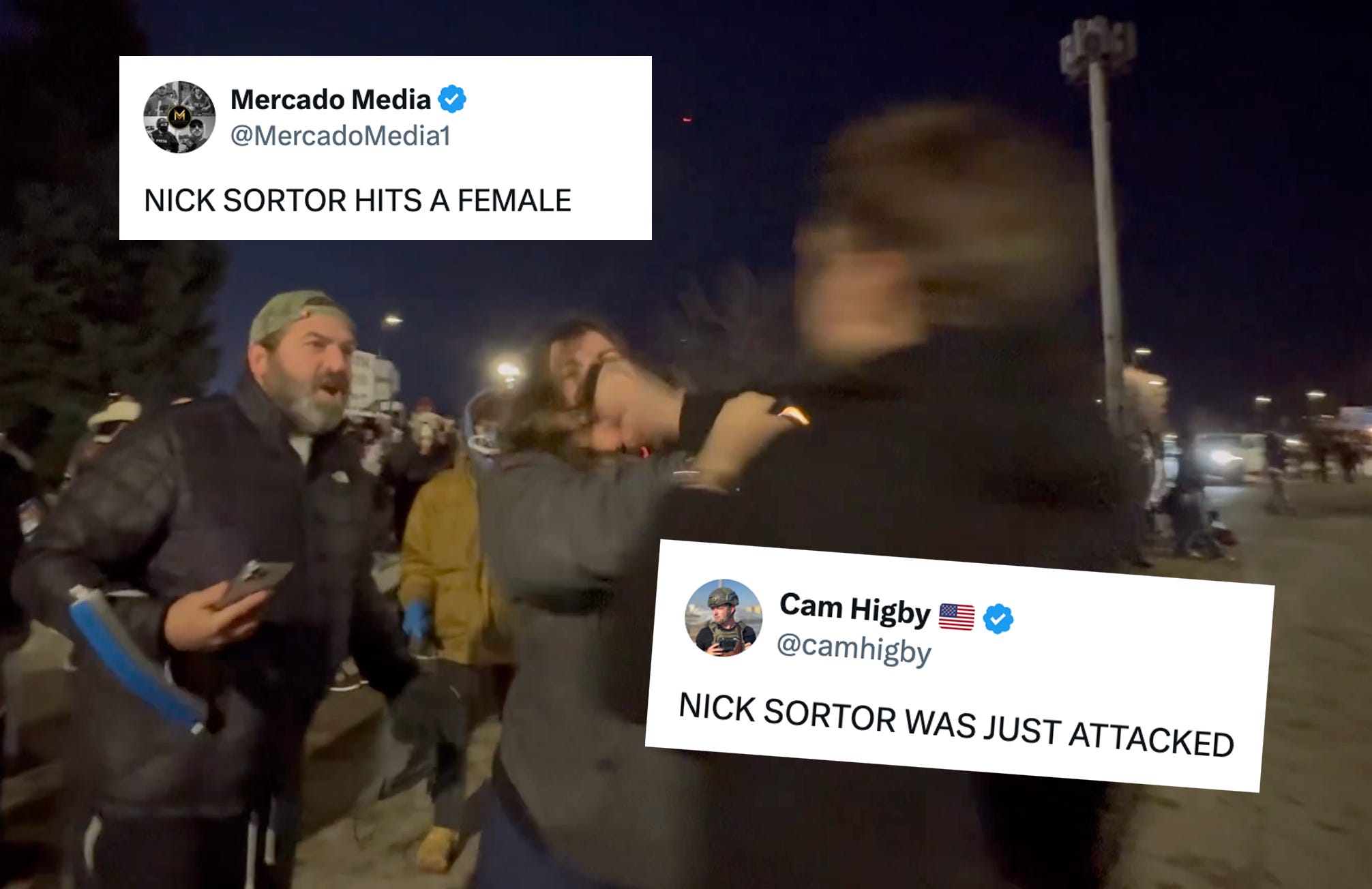 Did a conservative creator hit a woman?