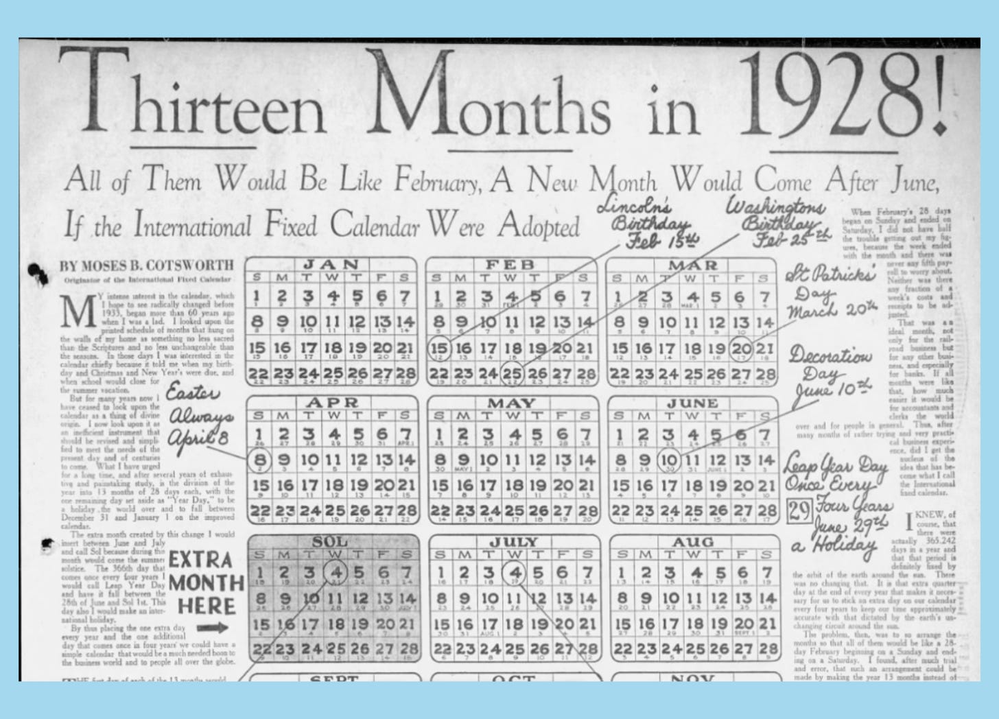 International Fixed Calendar 13x28 - by TFP