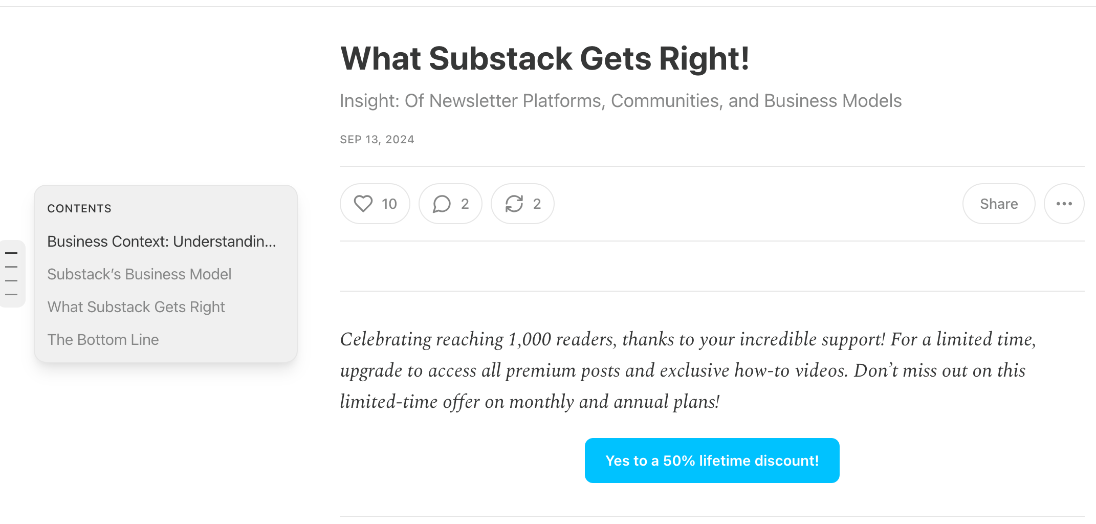 Substack: The Downward Slope of User Experiences and Other Changes