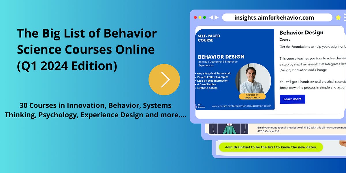 The Big List of Behavior Science Courses Online (Q1 2024 Edition)