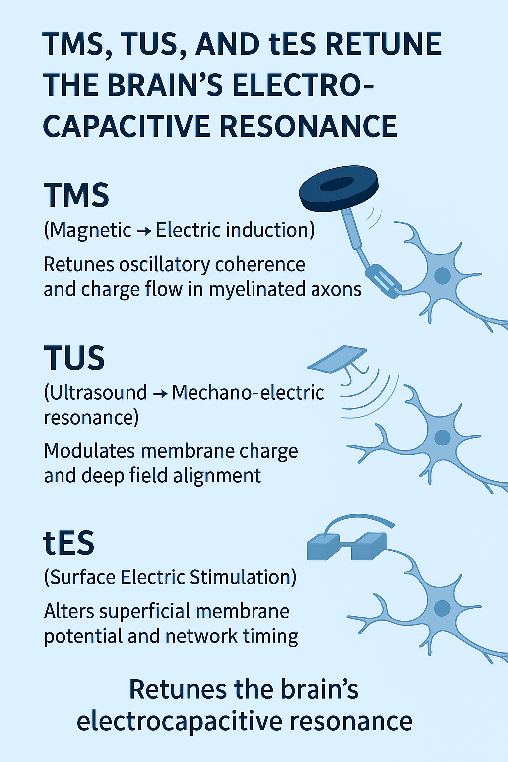 How TMS , TUM and tES Fit into Electrocapacitive Resonance Hypothesis
