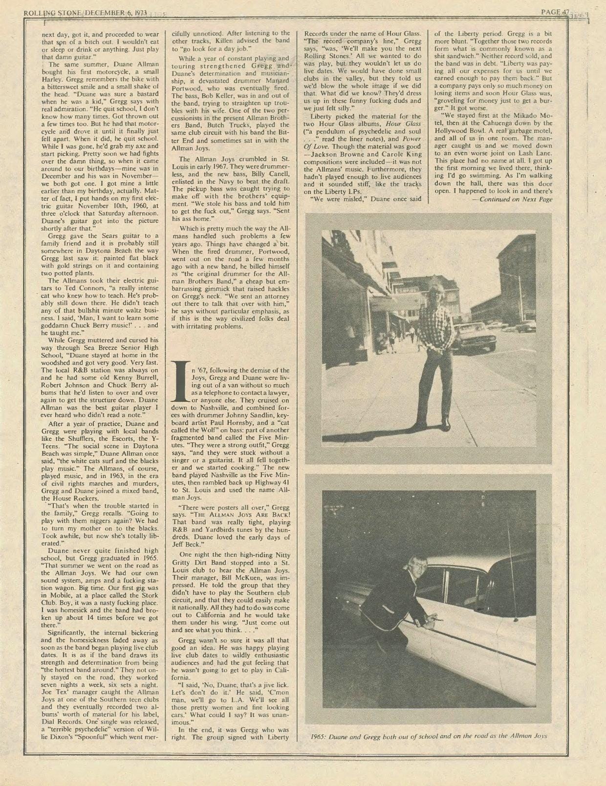 Cameron Crowe “The Allman Bros. Story,” Rolling Stone, December 6, 1973