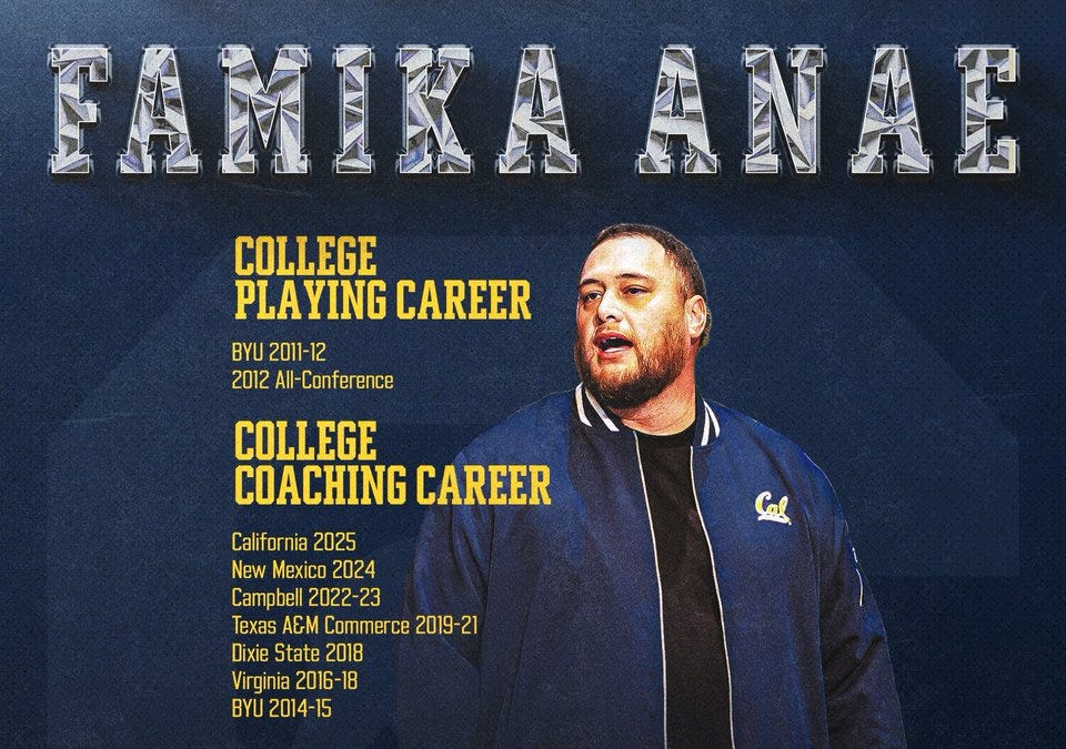 Cal offensive line coach Famika Anae officially back for 2026