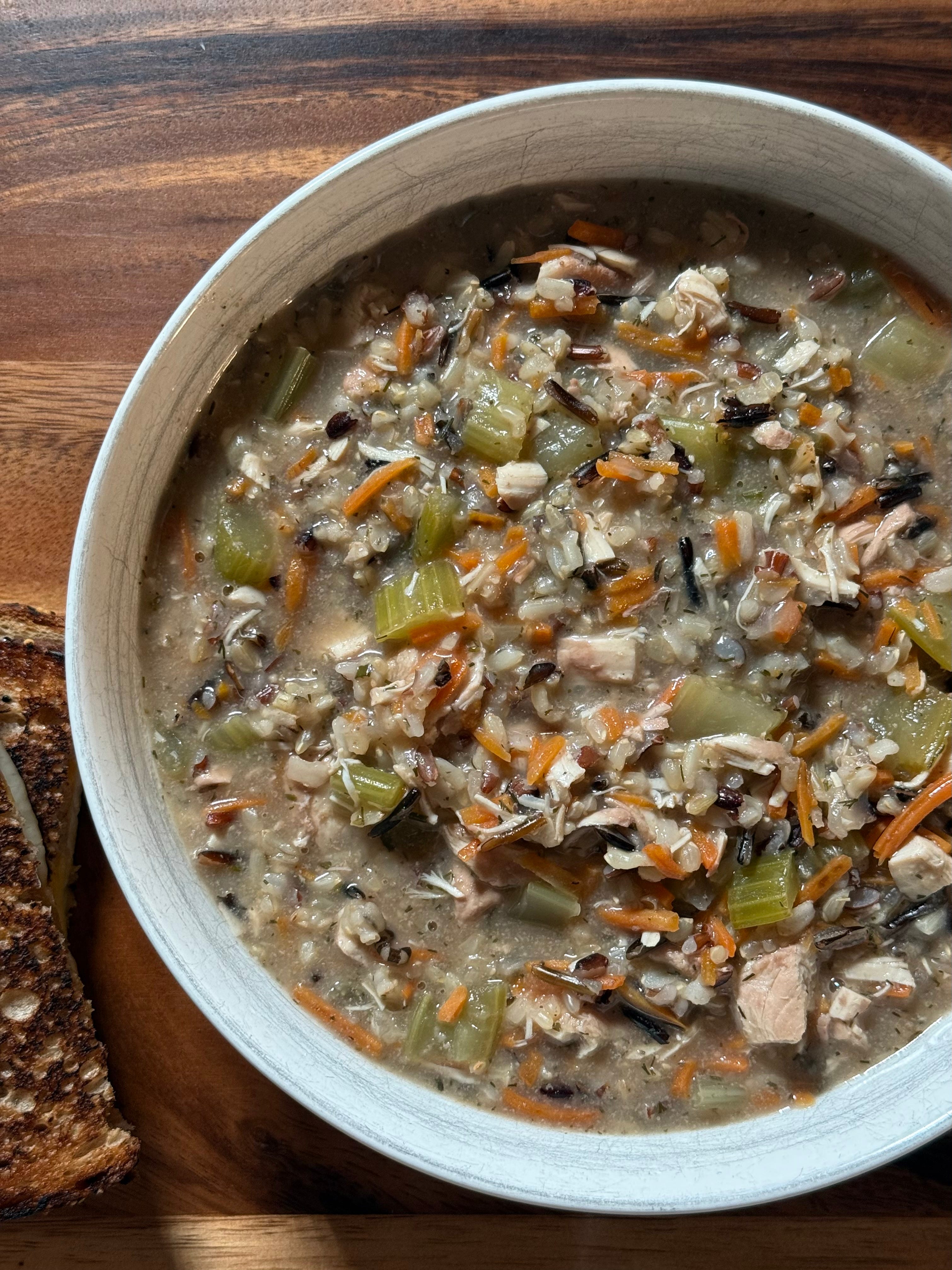 Creamy Chicken & Wild Rice Soup - by Ellie Teale