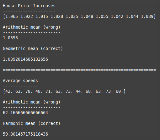 Geometric and Harmonic Means in Python - by Chris Webb
