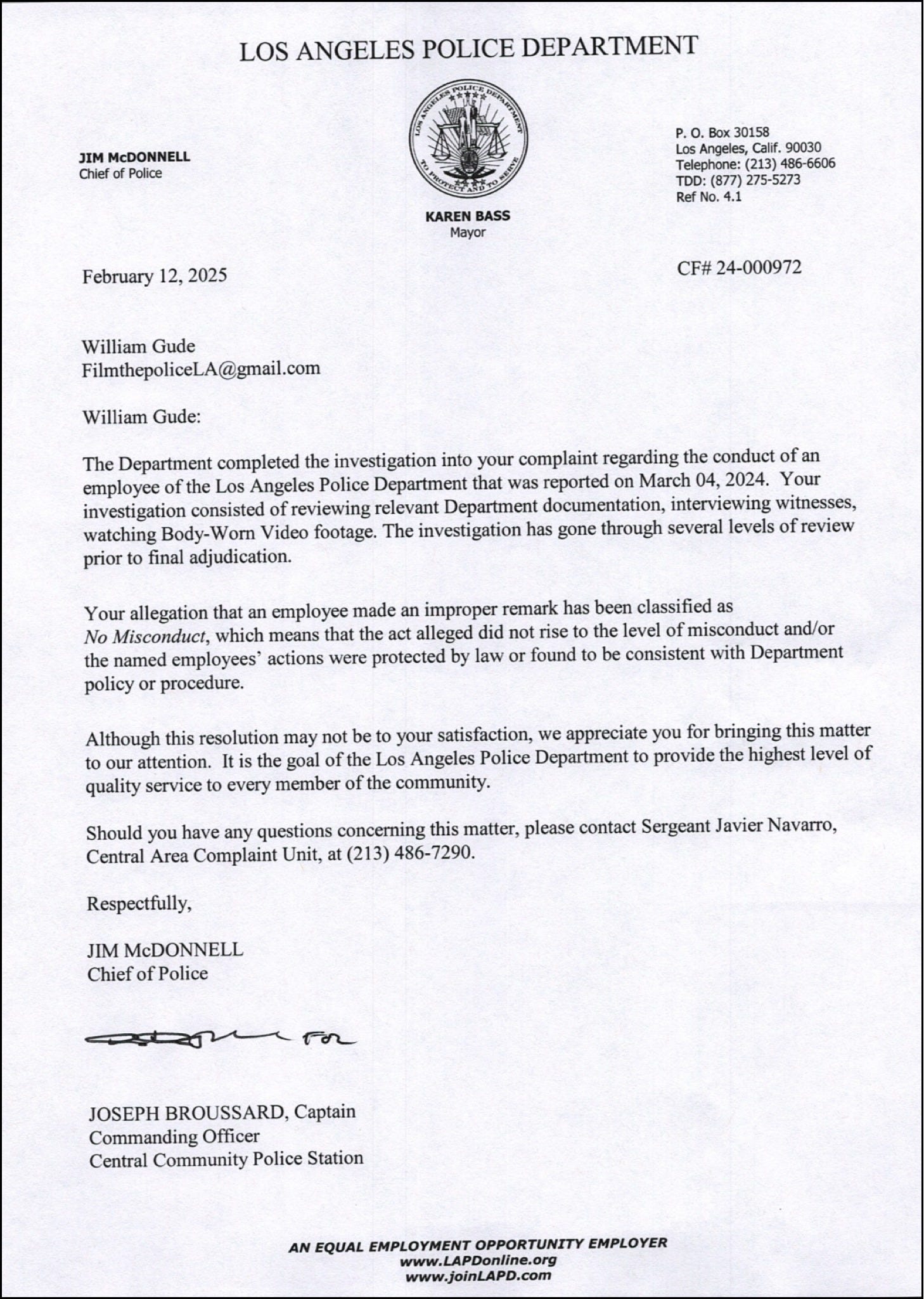 LAPD Deputy Chief Alan Hamilton Smears Critic