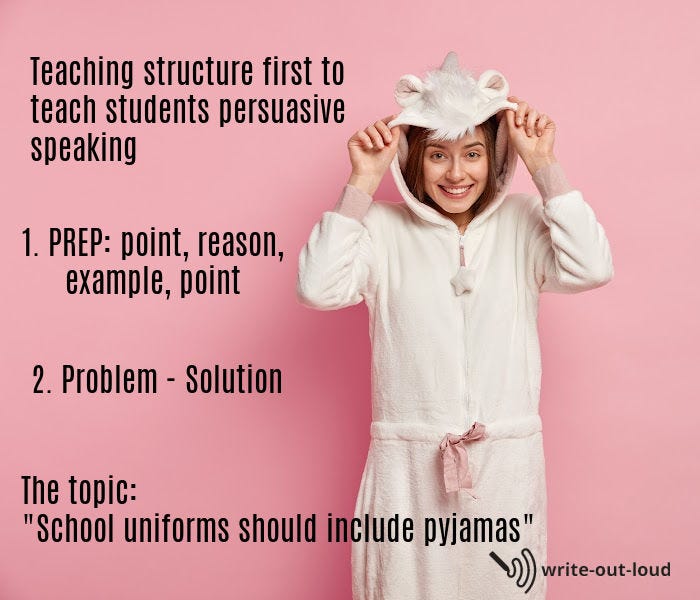 More on teaching persuasive speaking. Easily.
