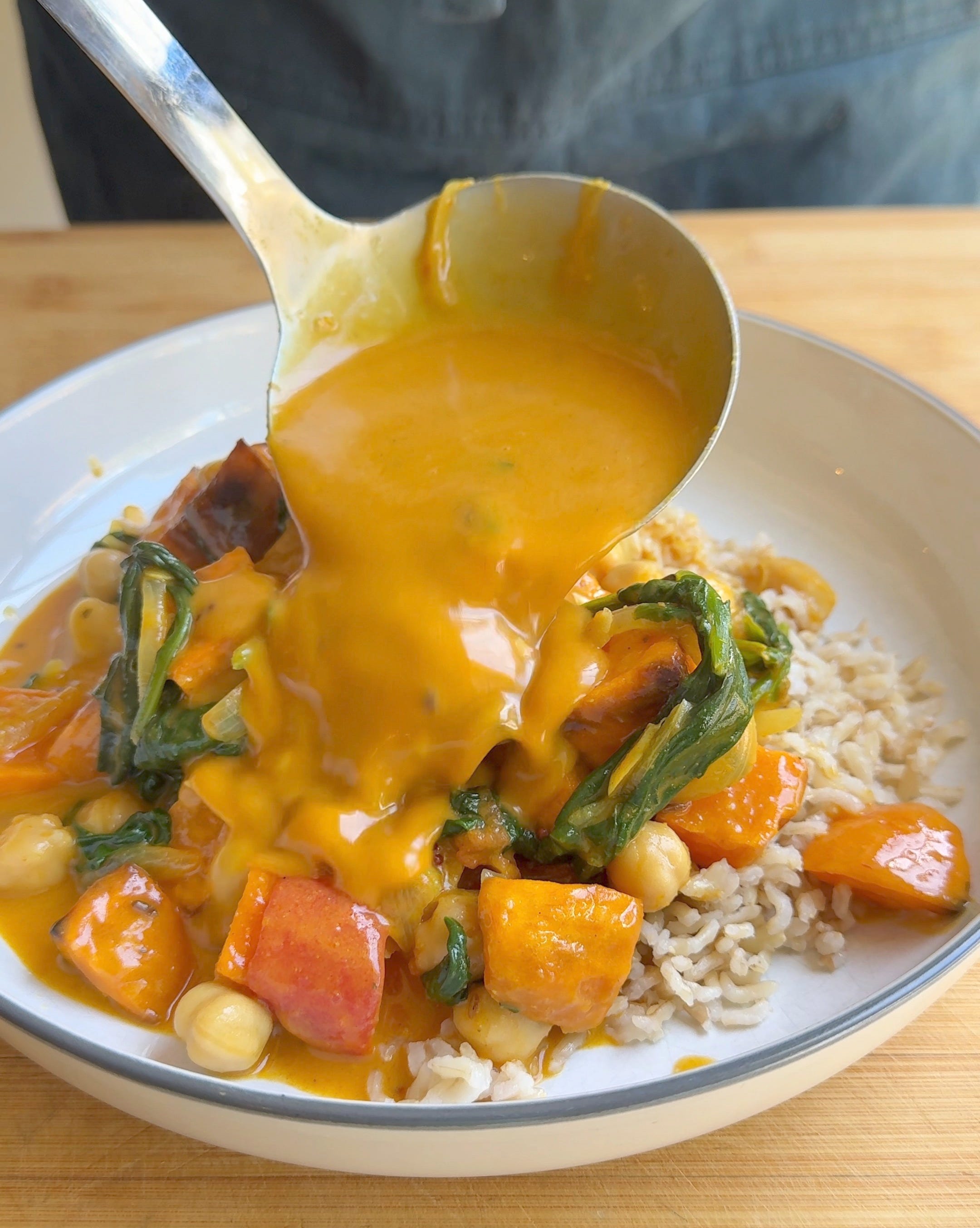 Sweet Potato, Spinach & Chickpea Curry - Chef Anna Frazer
