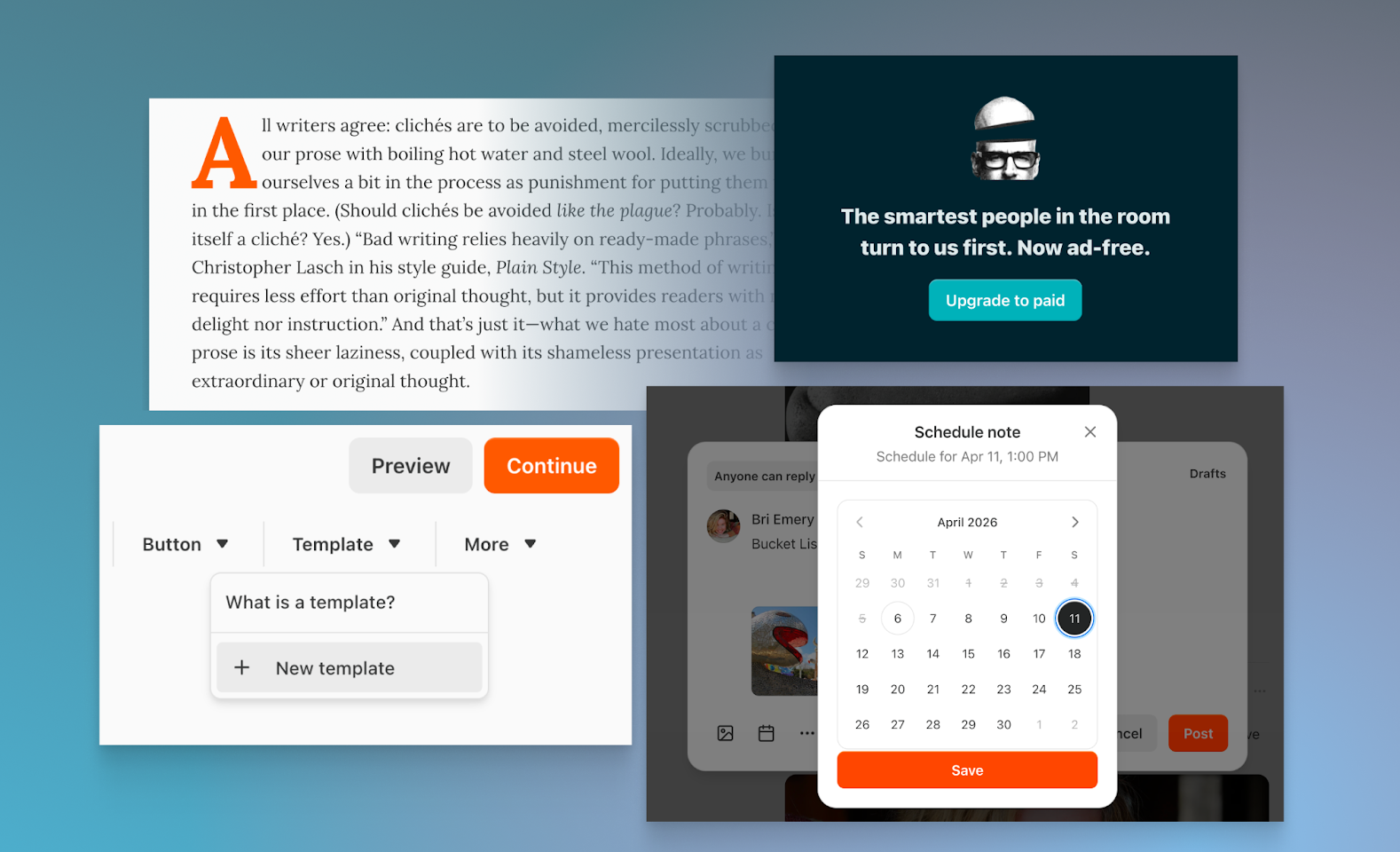 New on Substack: Post templates, Notes scheduling, drop caps, and more