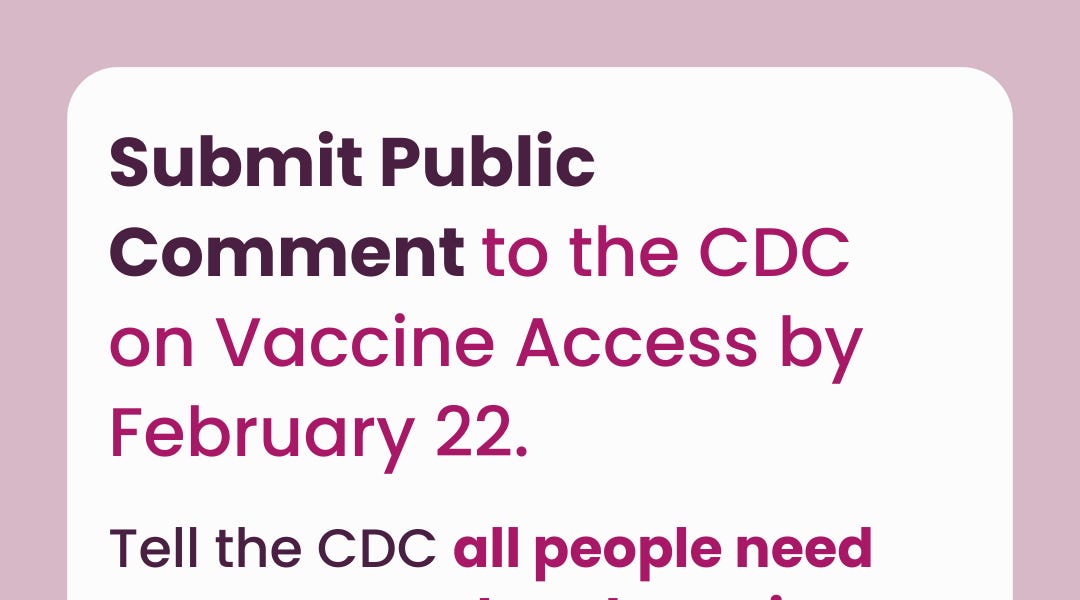 Submit public comment to the CDC: All people need access to updated ...