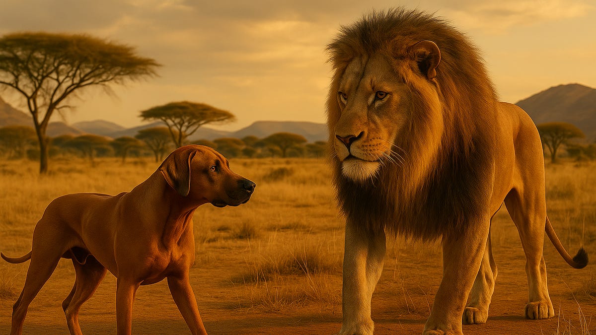 rhodesian ridgeback lion attack