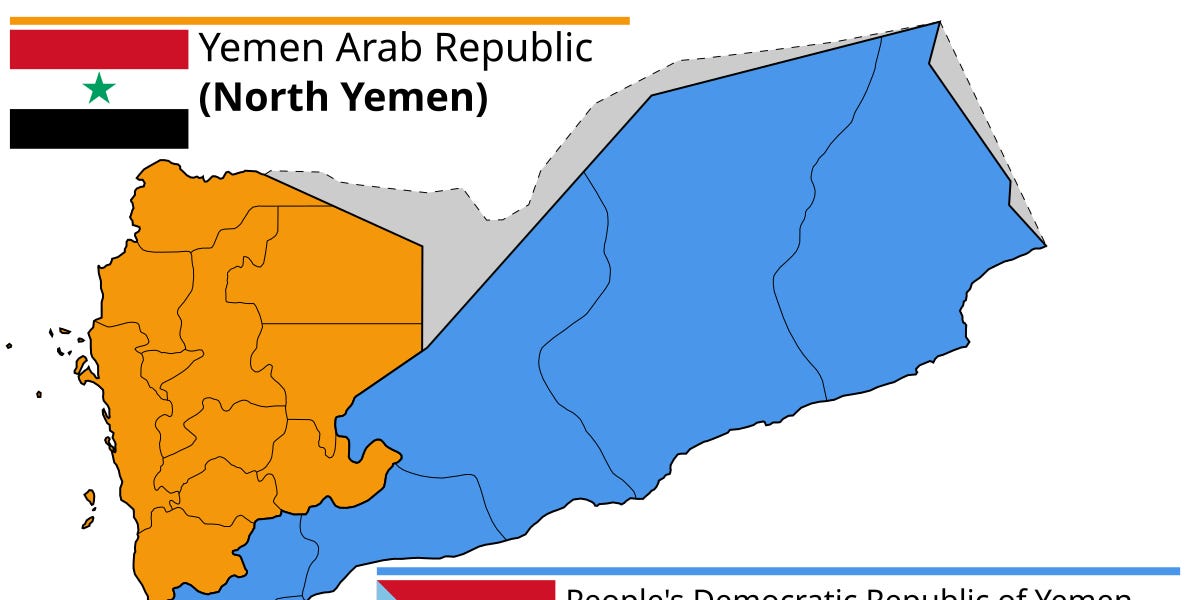North and South Yemen–Geographically and officially incorrect names!
