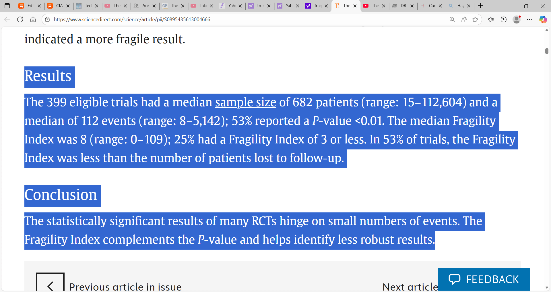 The 'fragility index' in clinical research statistical analysis provide ...