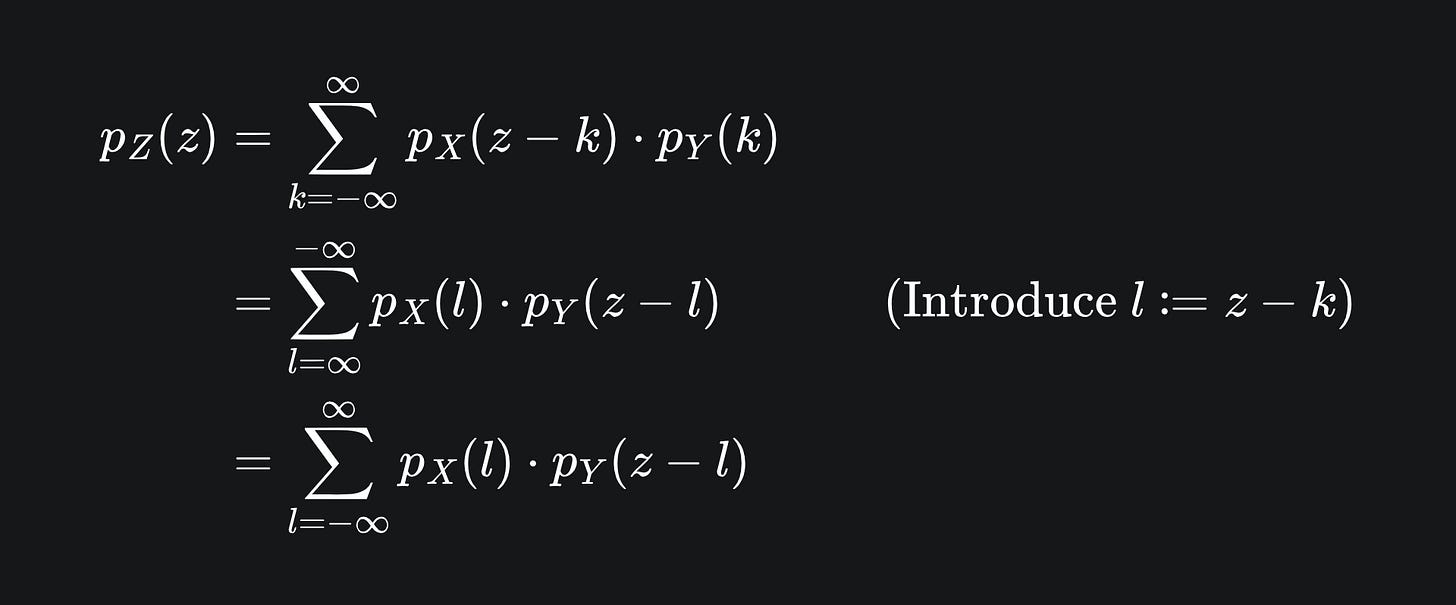Understanding discrete convolutions with random variables