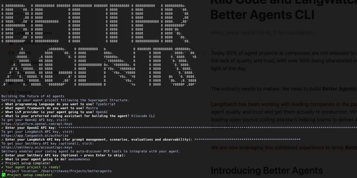 Better Agents CLI with Kilo Code and LangWatch - by Darko