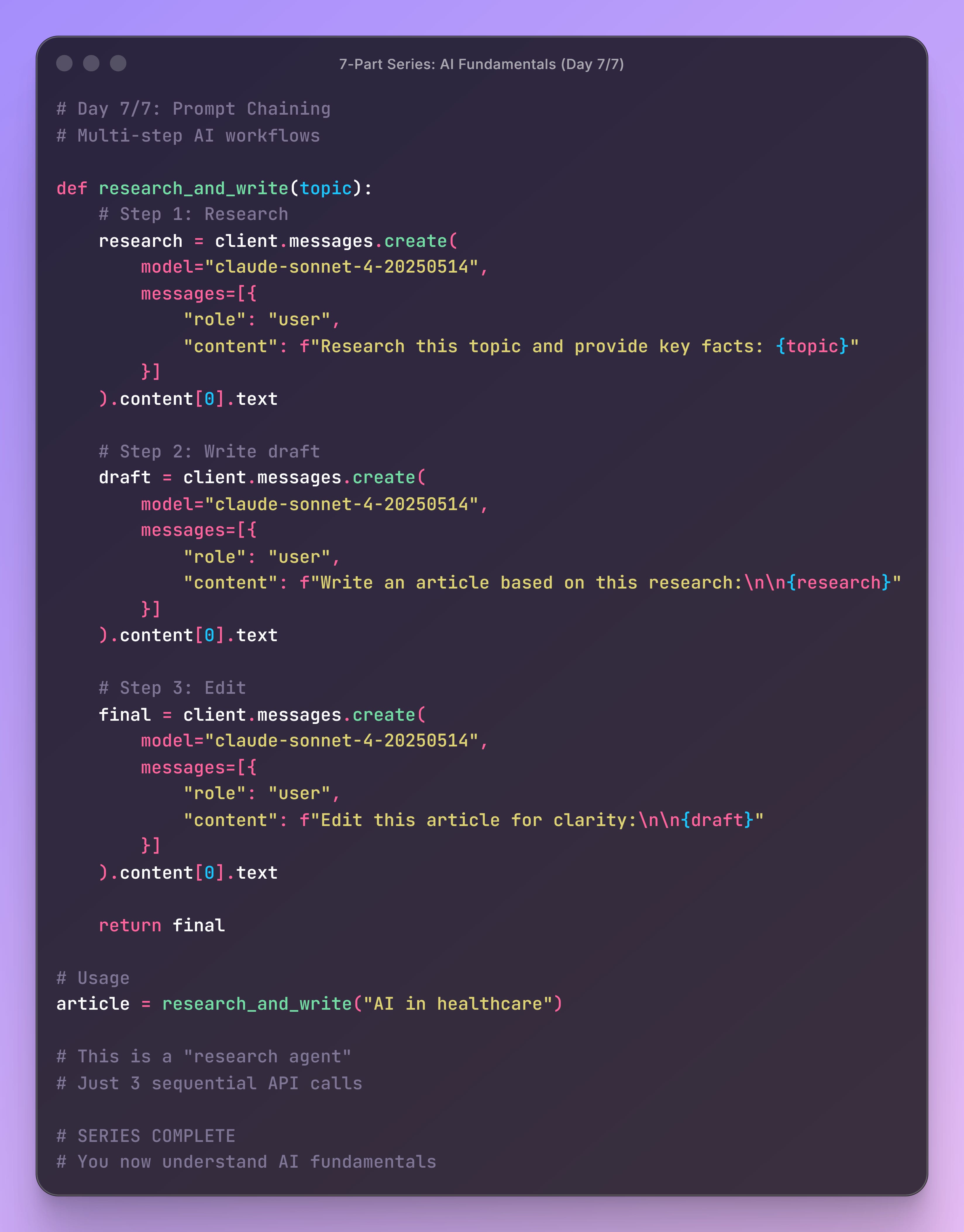 Prompt Chaining: Building Multi-Step Workflows (Part 7/7)
