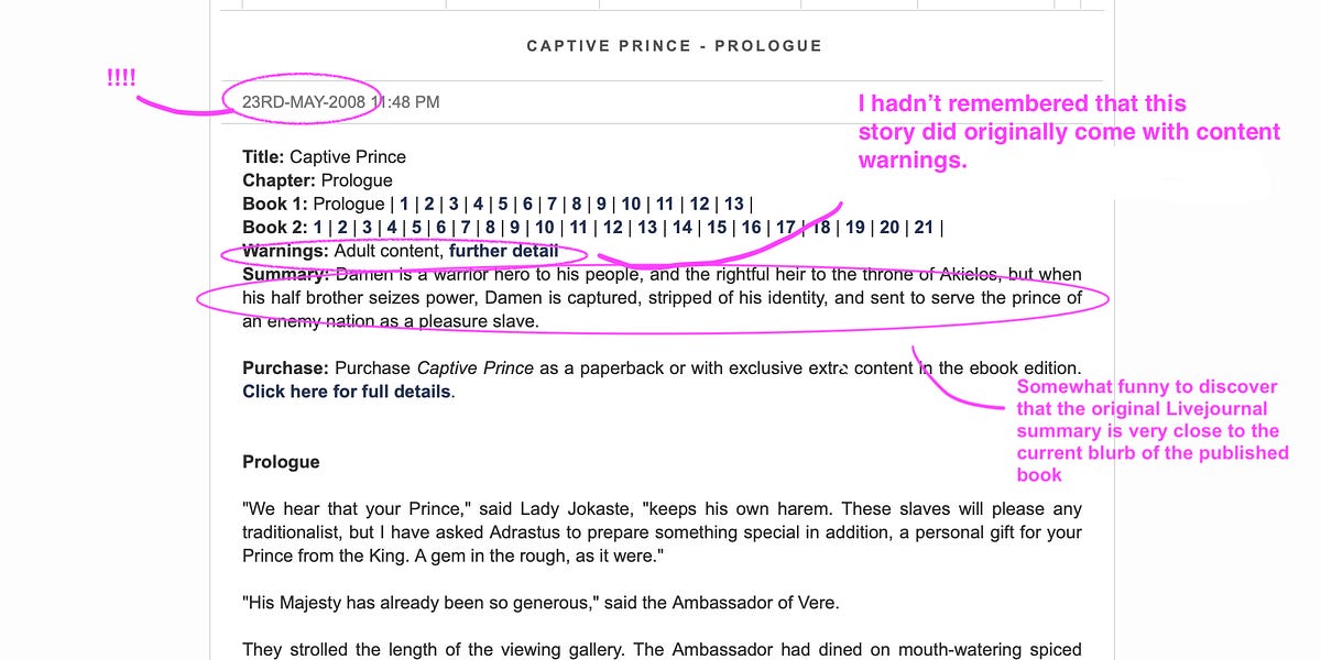 Behind the scenes: Captive Prince as it first appeared on LiveJournal ...