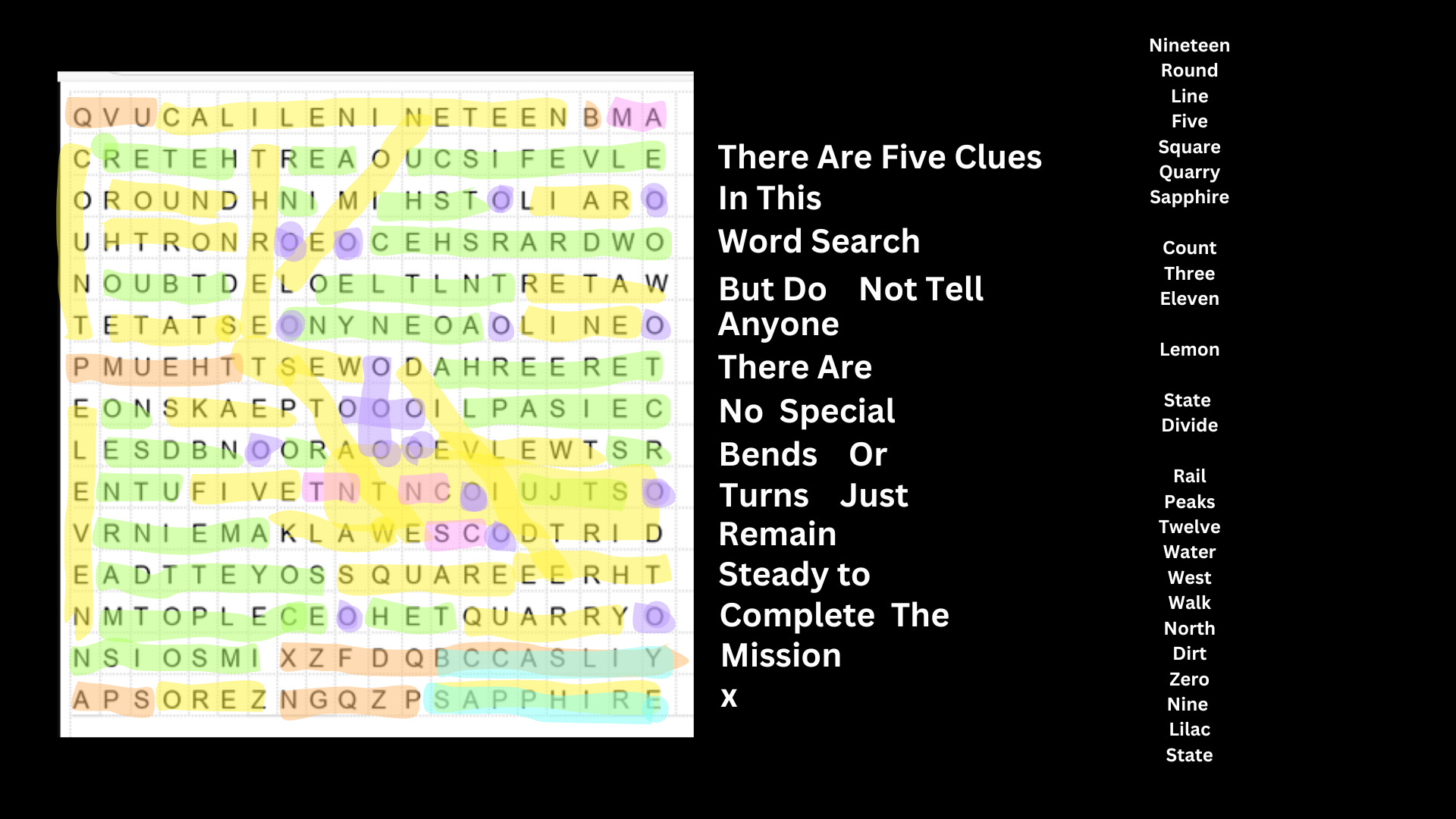 Word Search Secret Message in There's Treasure Inside