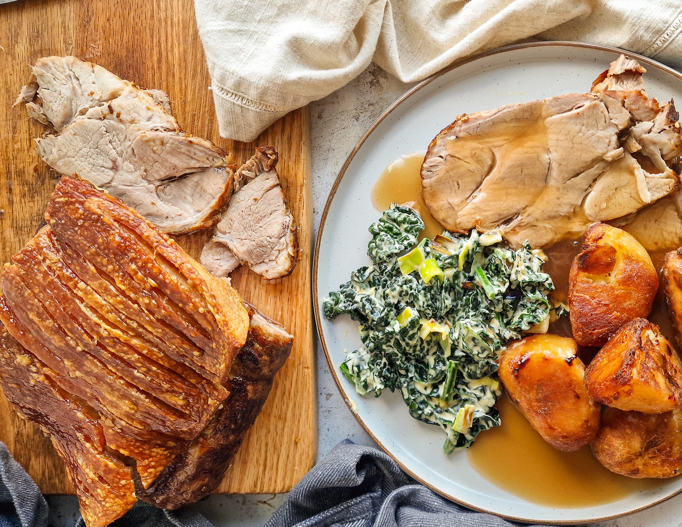 Airfryer Roast Pork AND Creamed Spinach - Amy Sheppard Food
